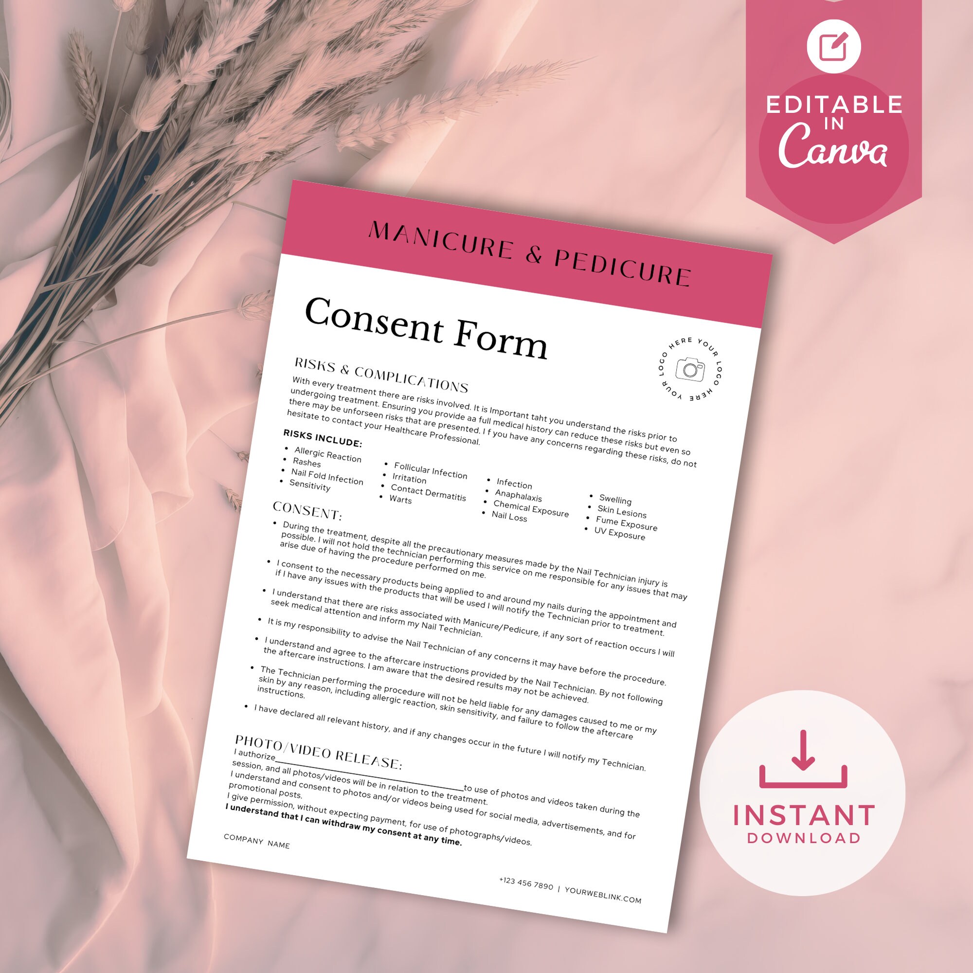 Nail Tech Form | Nail Consent Forms | Client Intake Forms | Nail ...