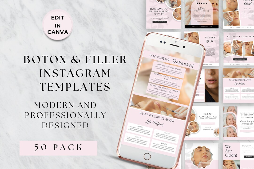 Botox and Fillers Instagram Post Template| Botox Templates | 50 Luxury ...