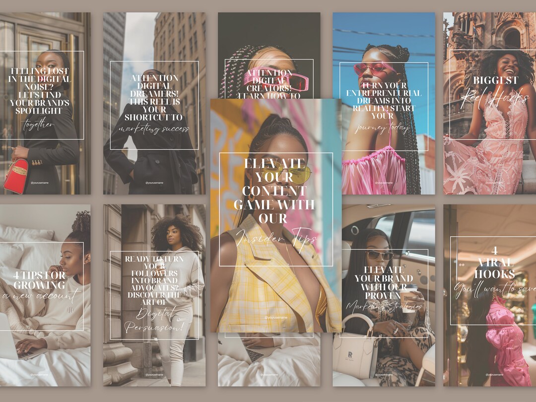 Melanin Instagram Reel Covers: Faceless Marketing Canva Templates ...
