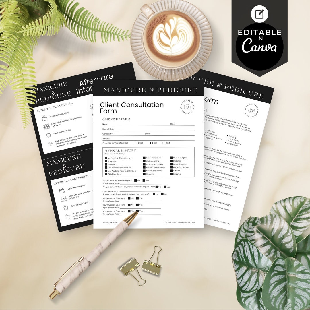 Client Intake Forms Consent Form Bundles Beauty Salon Nail Technician ...