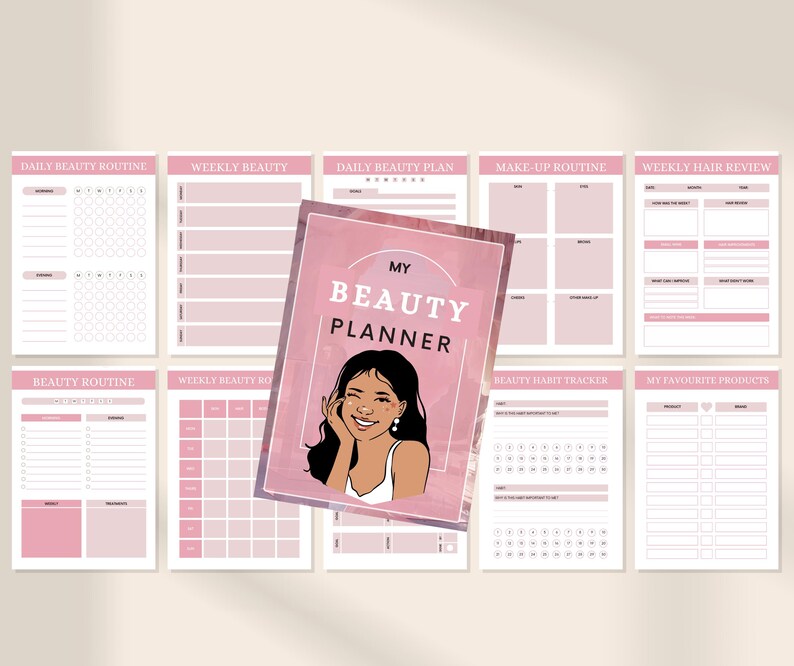 Beauty Routine Planner: Skincare, Makeup, Self Care (printable Canva ...