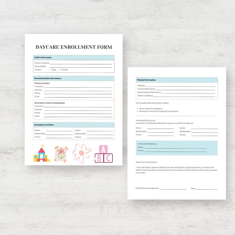 Daycare Contract| in Home Daycare |daycare Enrollment |daycare Business ...