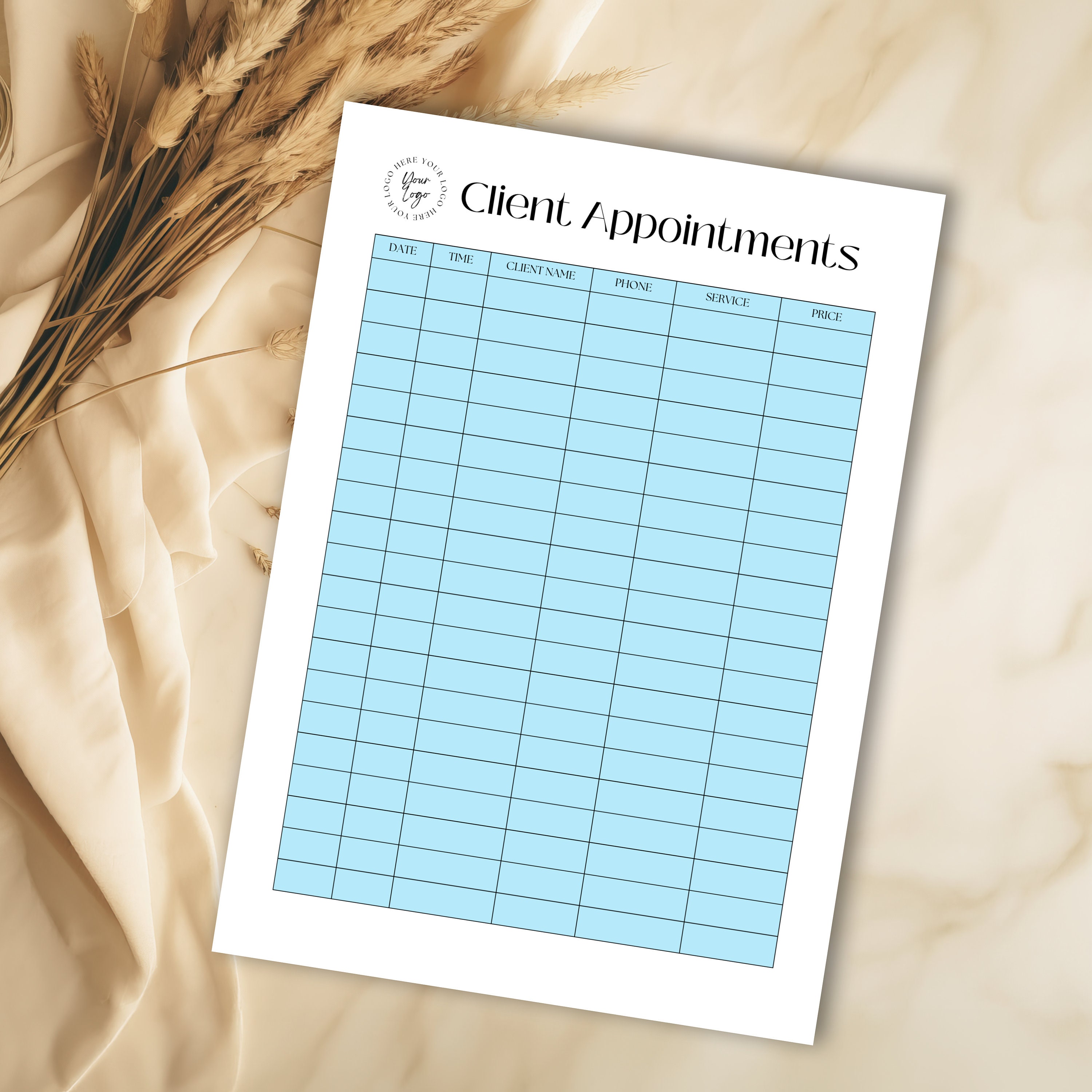 Appointment Log Template| Customer Tracker | Client Log | Printable ...