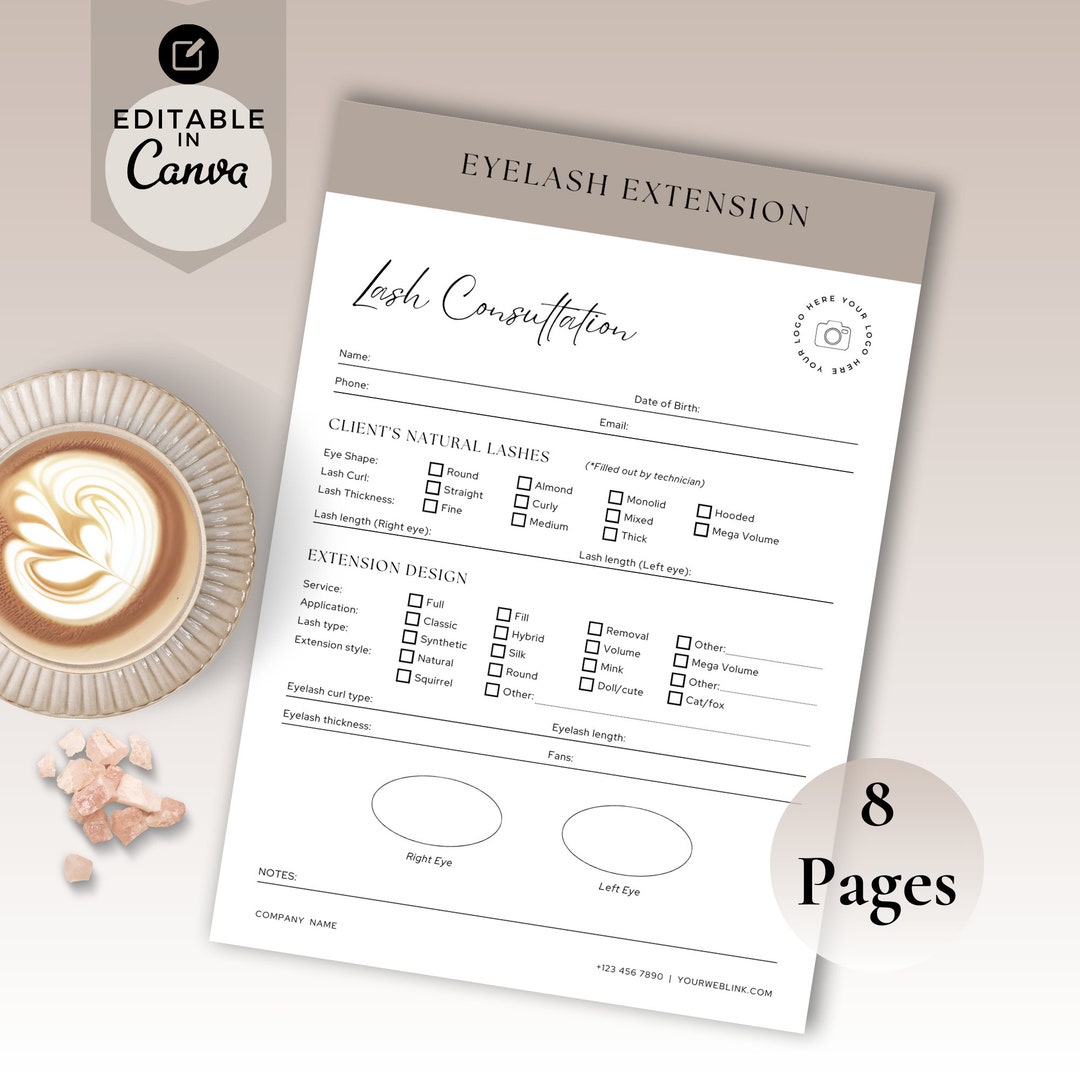 Eyelash Extension Forms Lash Tech Lash Consent Forms Digital Custom ...