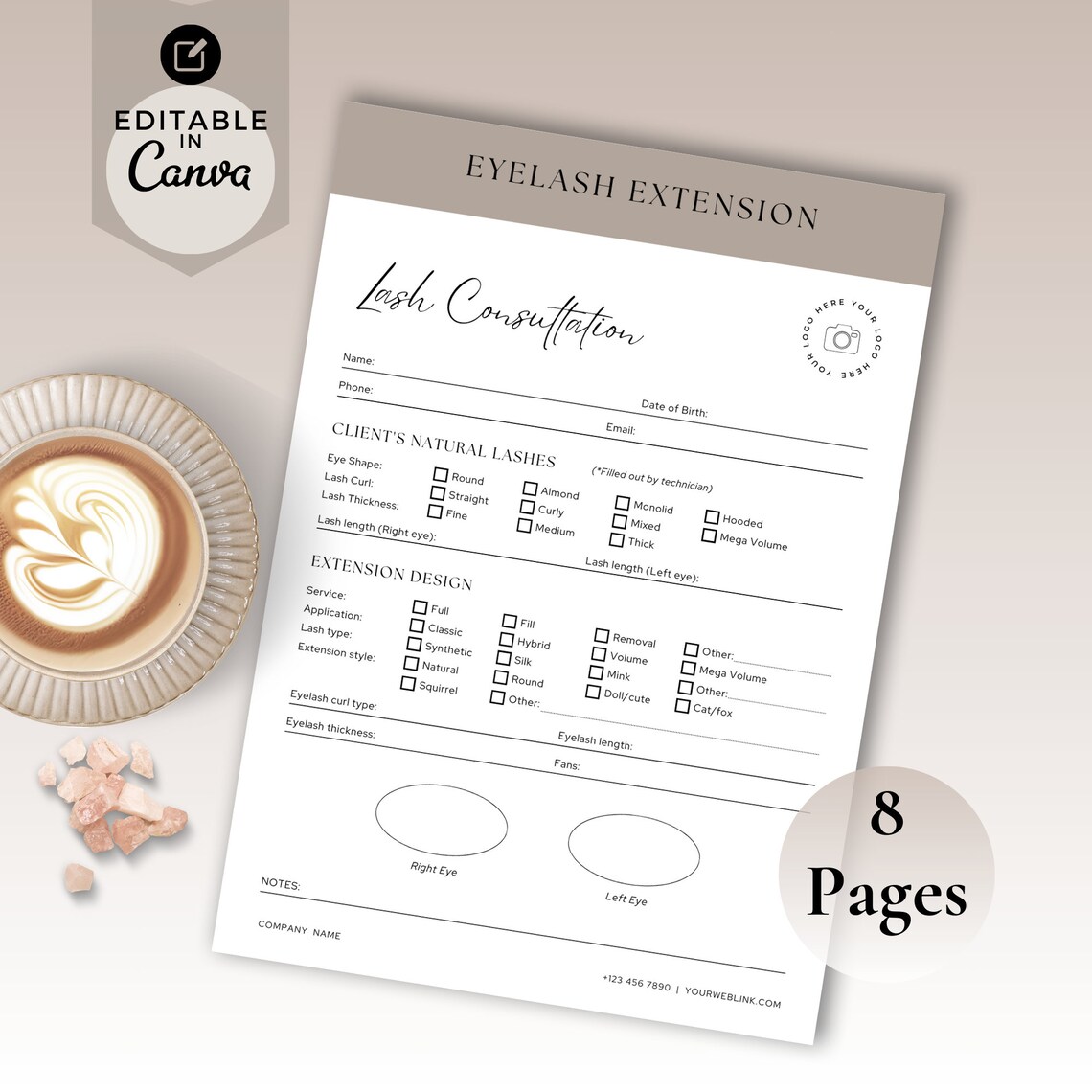 Eyelash Extension Forms Lash Tech Lash Consent Forms Digital Custom ...