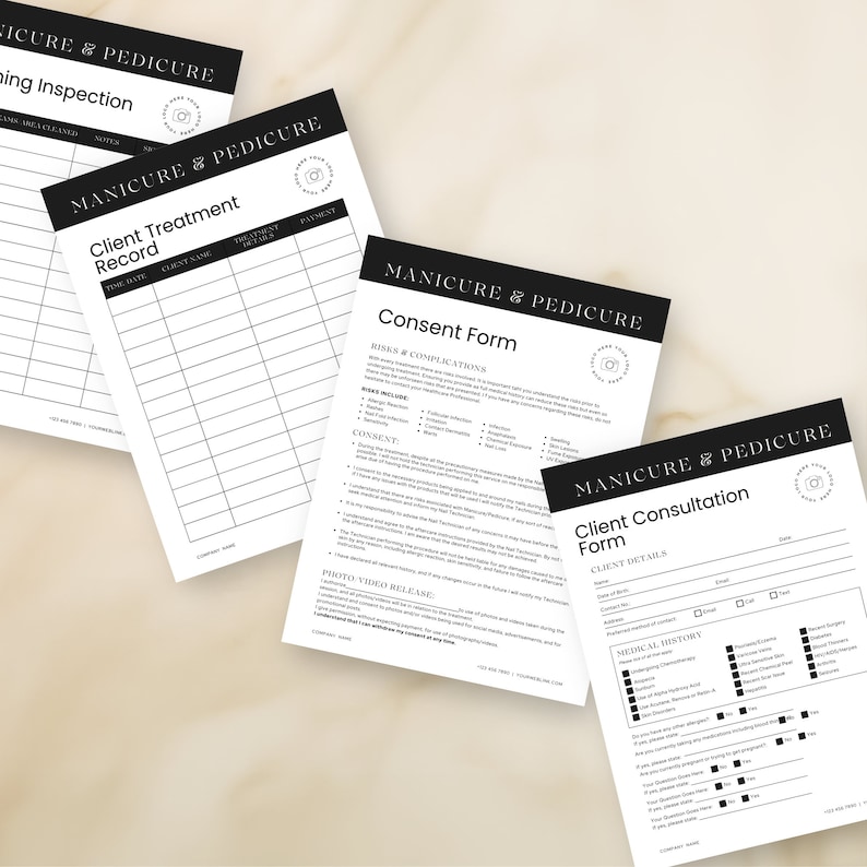 Client Intake Forms Consent Form Bundles Beauty Salon Nail Technician ...