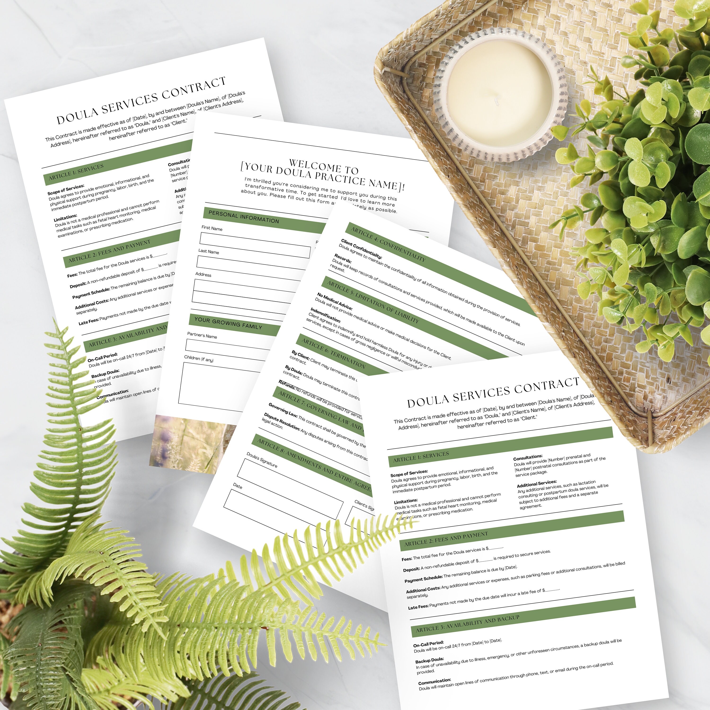 Doula Client Intake Form Doula Business Paperwork Bundle Canva ...