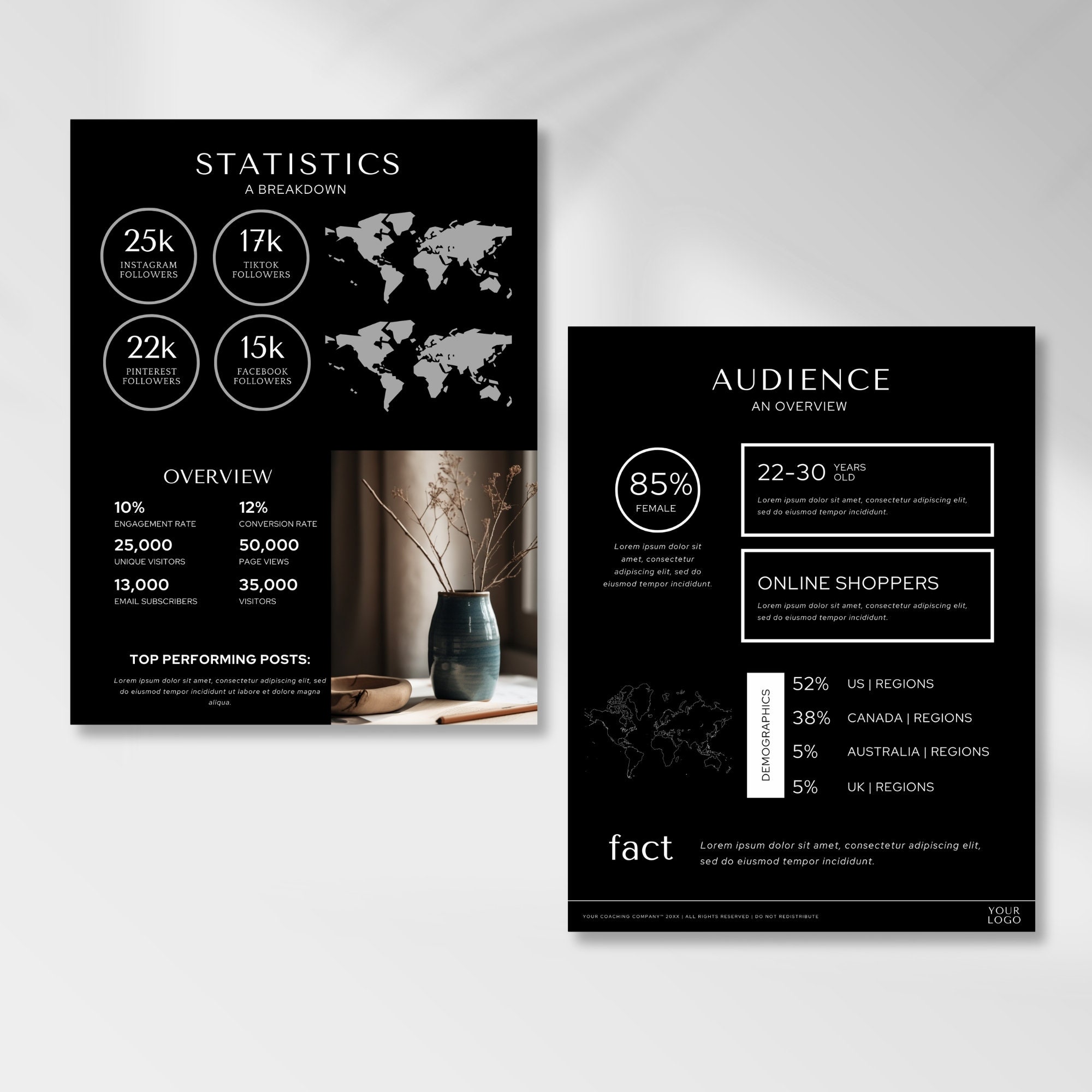 Social Media Kit Blogger Media Kit instagram Media Kit Press Kit Canva ...