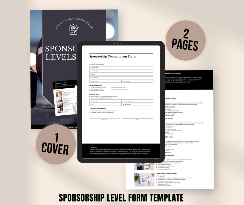 Sponsorship Levels Template |sponsorship Form| Sponsorship Event ...