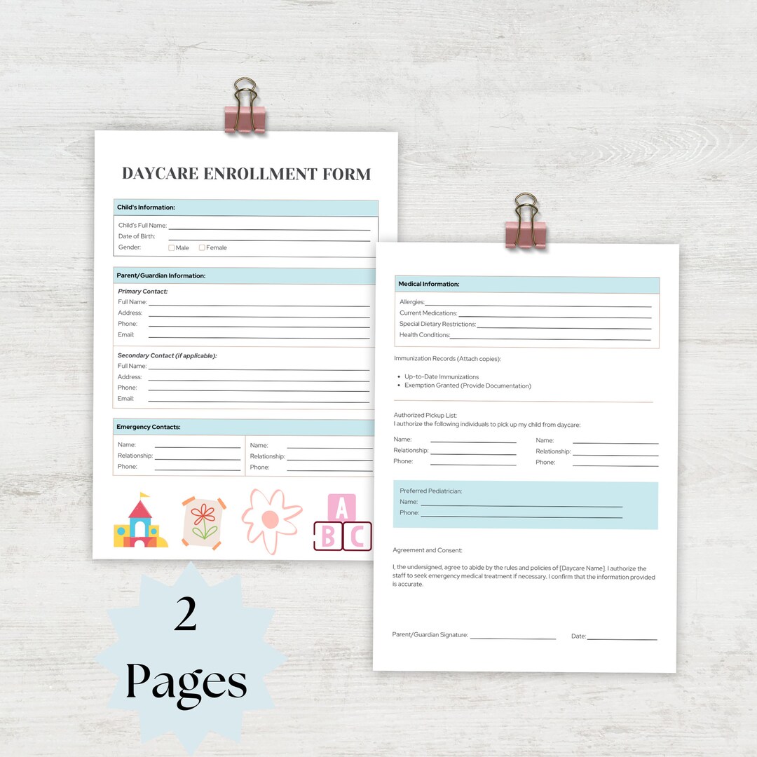 Daycare Contract| in Home Daycare |daycare Enrollment |daycare Business ...