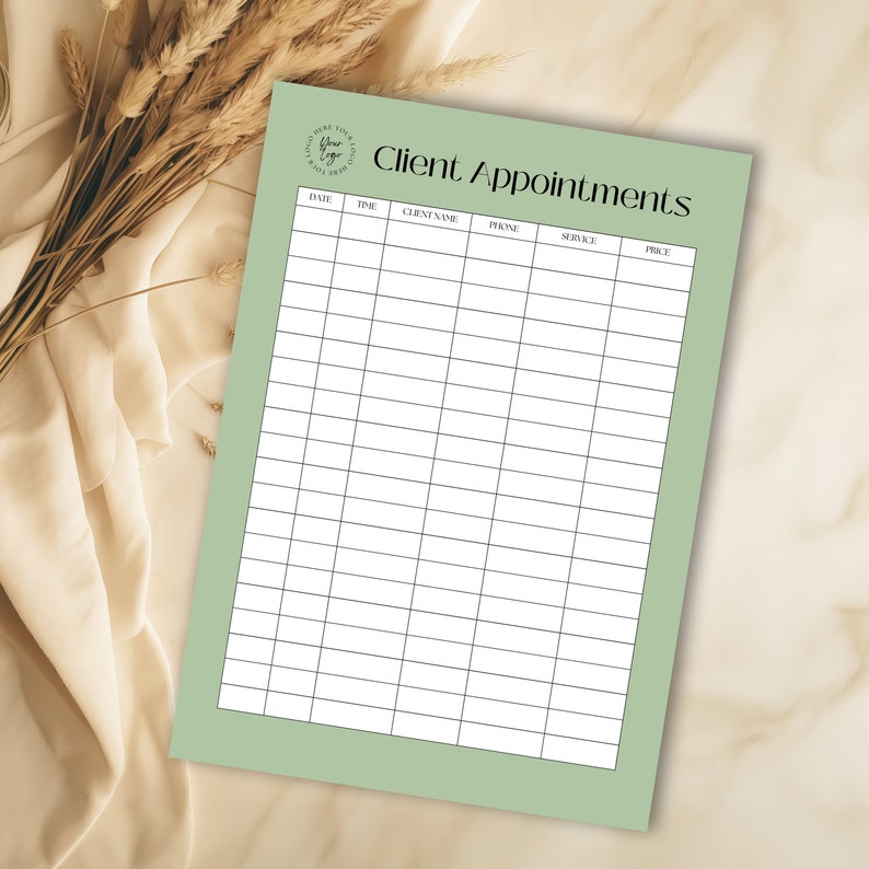 Printable Appointment Tracker Template | Client Log Template | Appointment Log| Salon ...