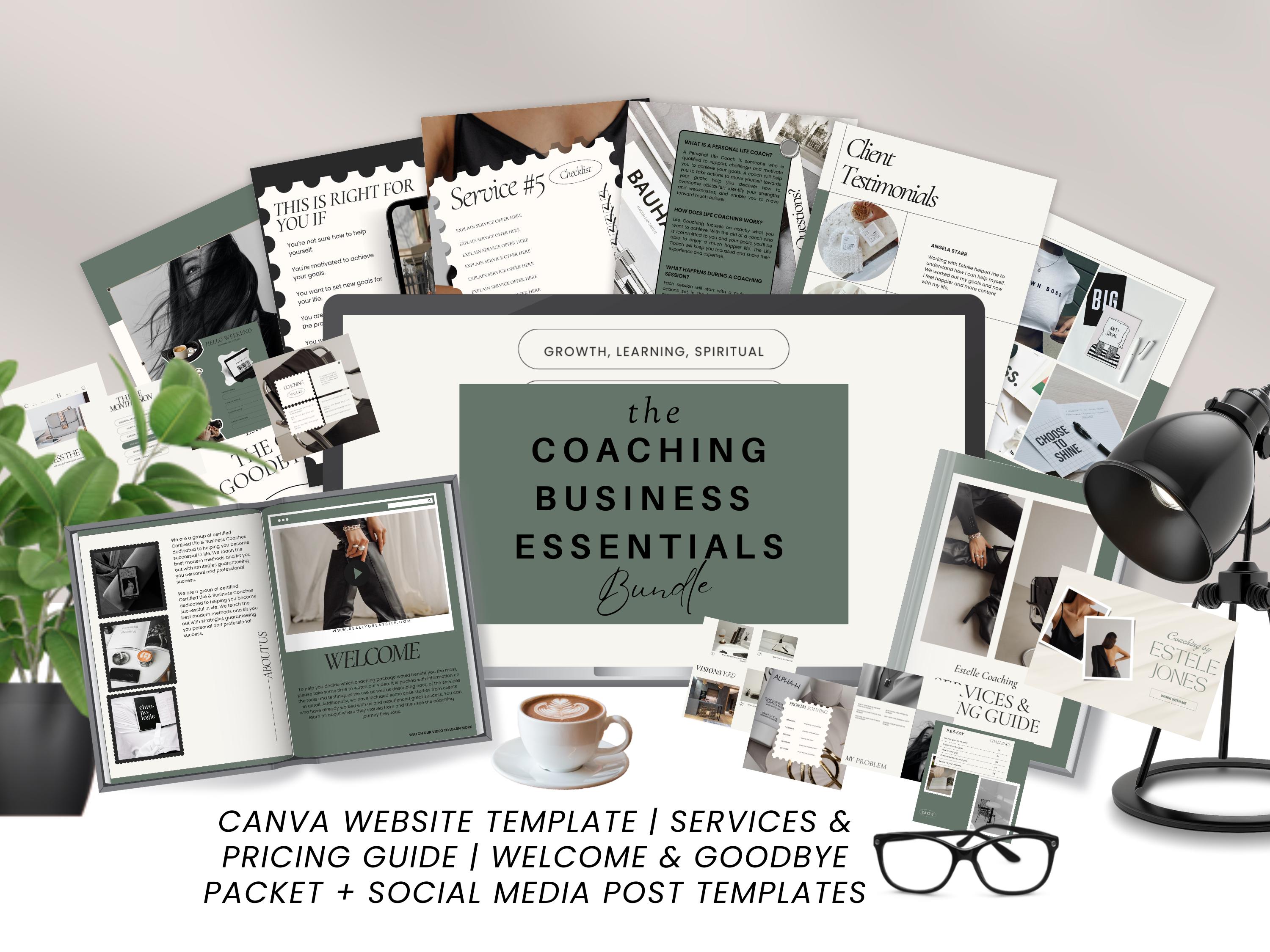 Coaching Business Essentials Bundle | Editable Canva Templates Designed ...