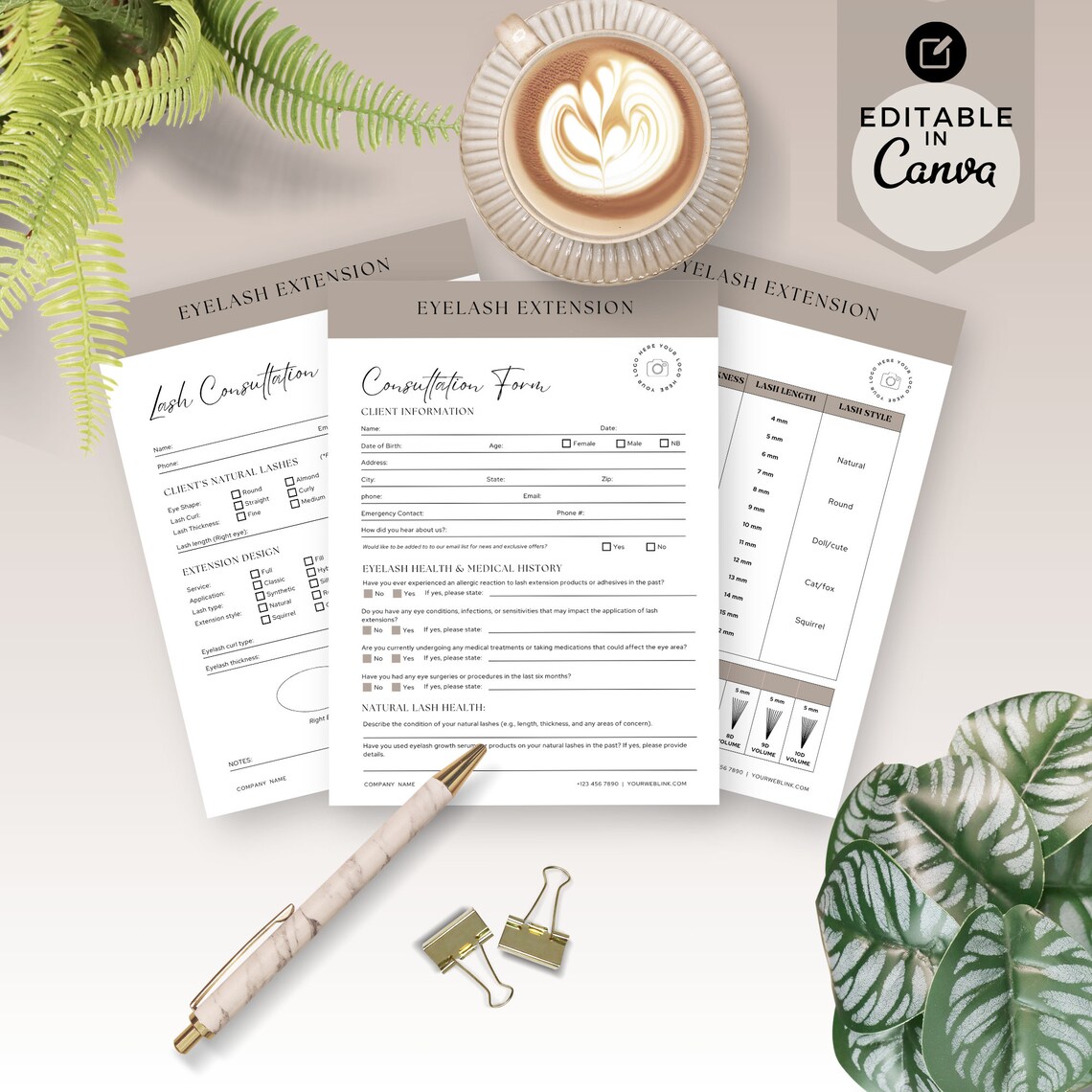 Eyelash Extension Forms Lash Tech Lash Consent Forms Digital Custom ...