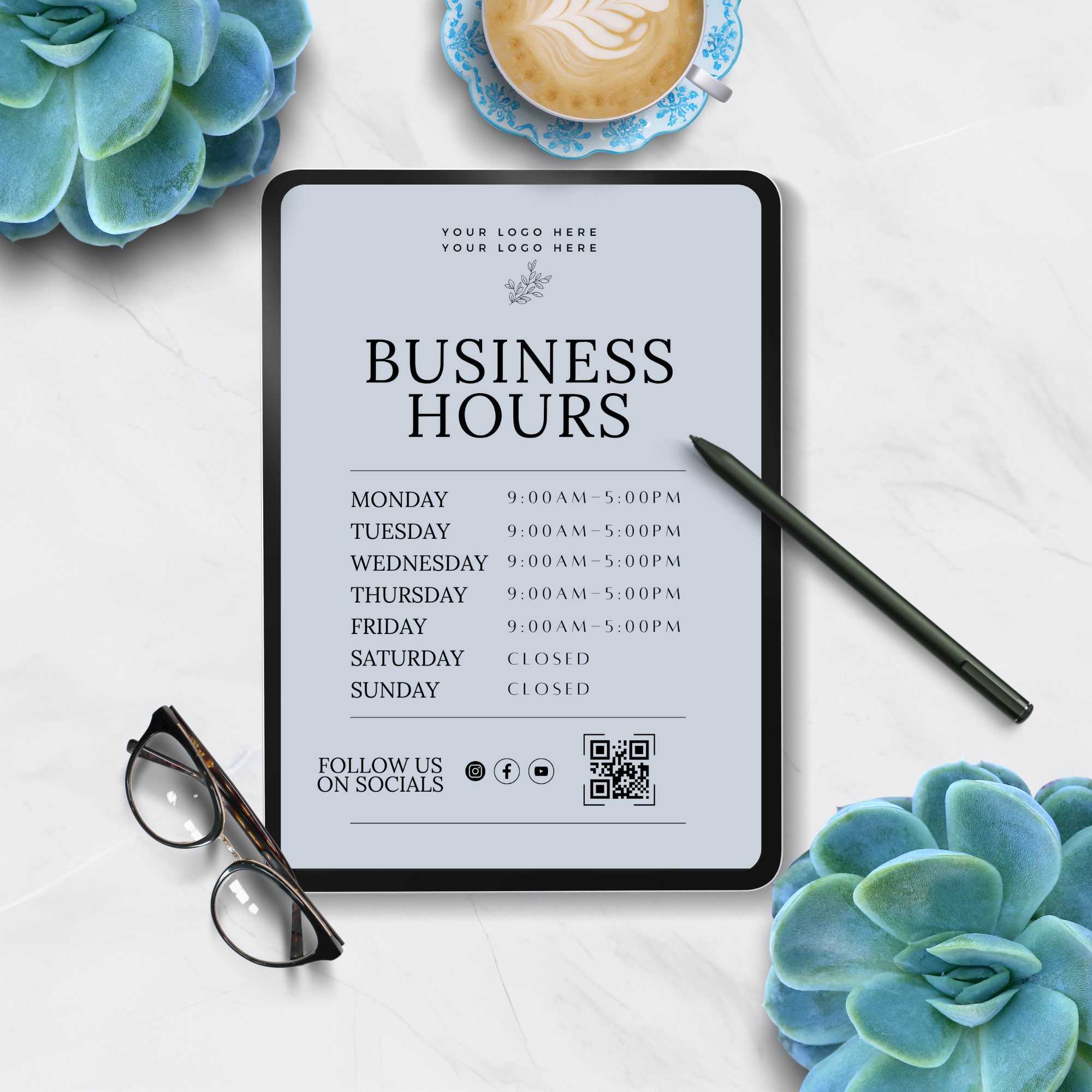 Store Hours Sign Open Hours Printable Store Hours Decal Business Hours ...