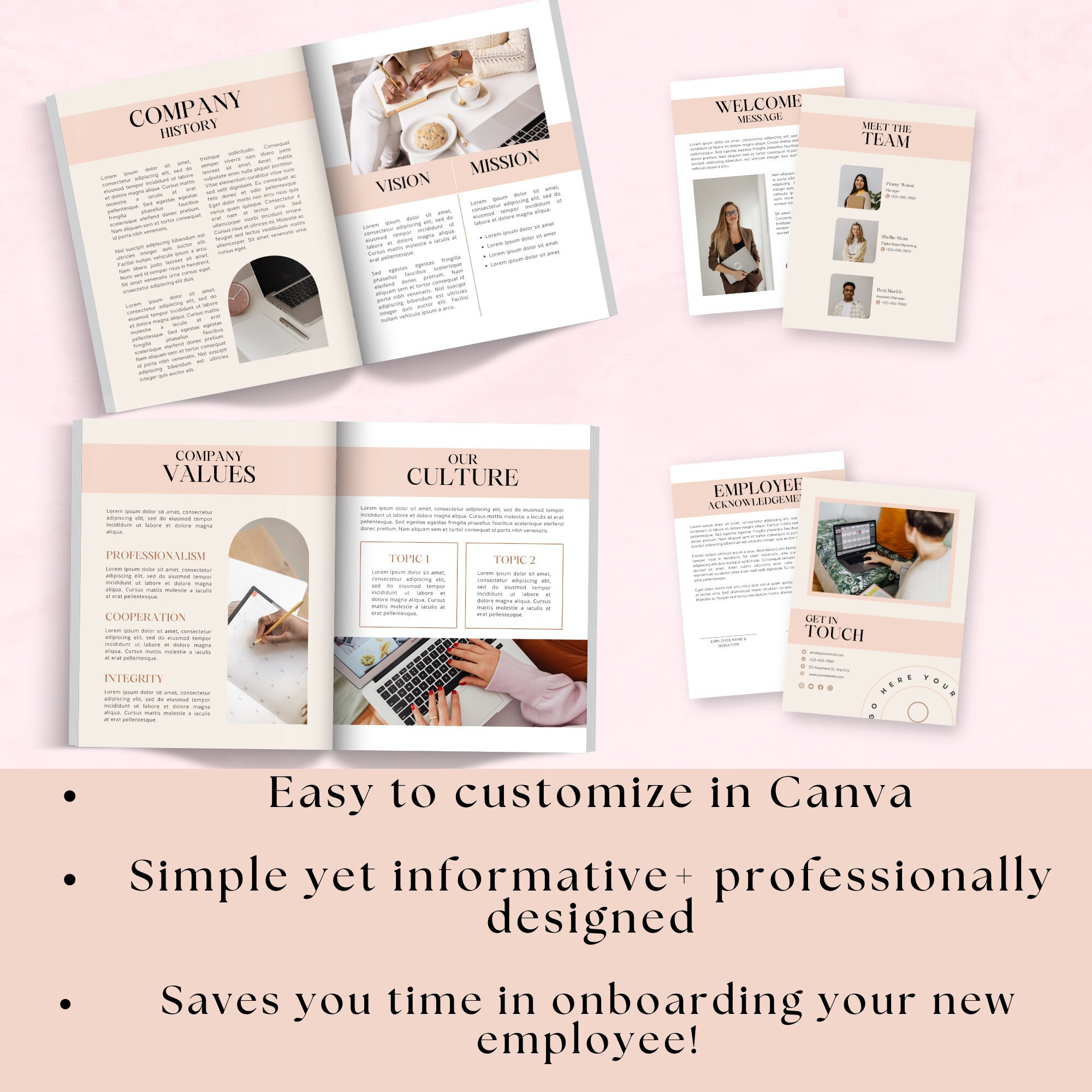 Small Business Employee Handbook Template| Employee Welcome Package ...