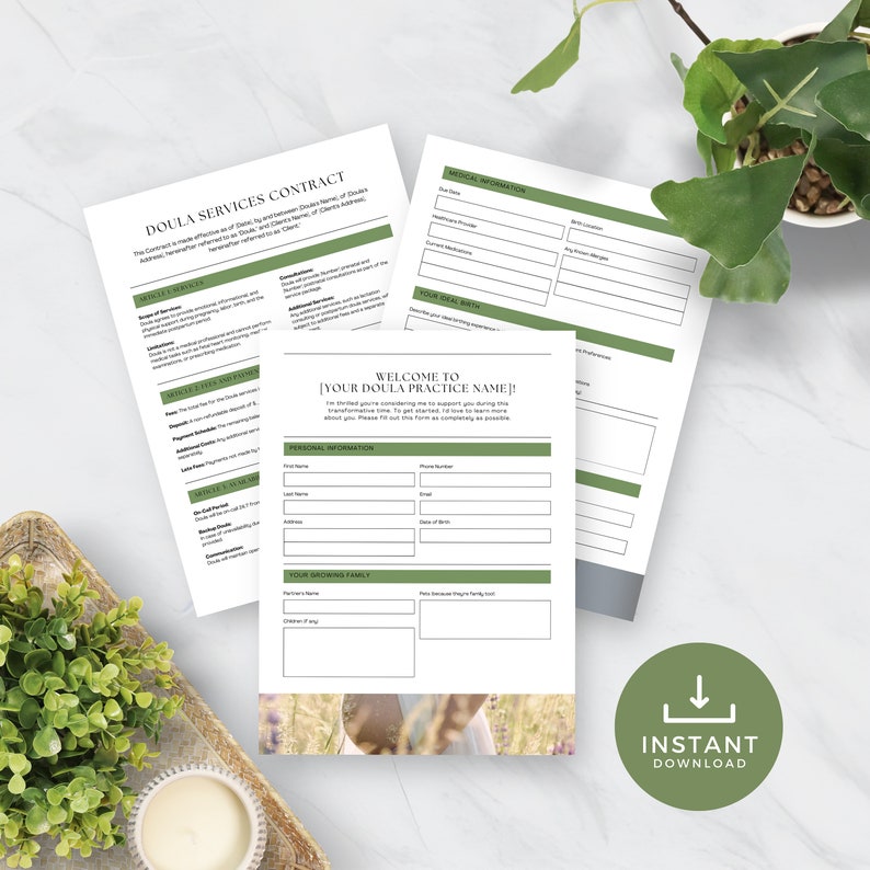 Doula Client Intake Form Doula Business Paperwork Bundle Canva ...