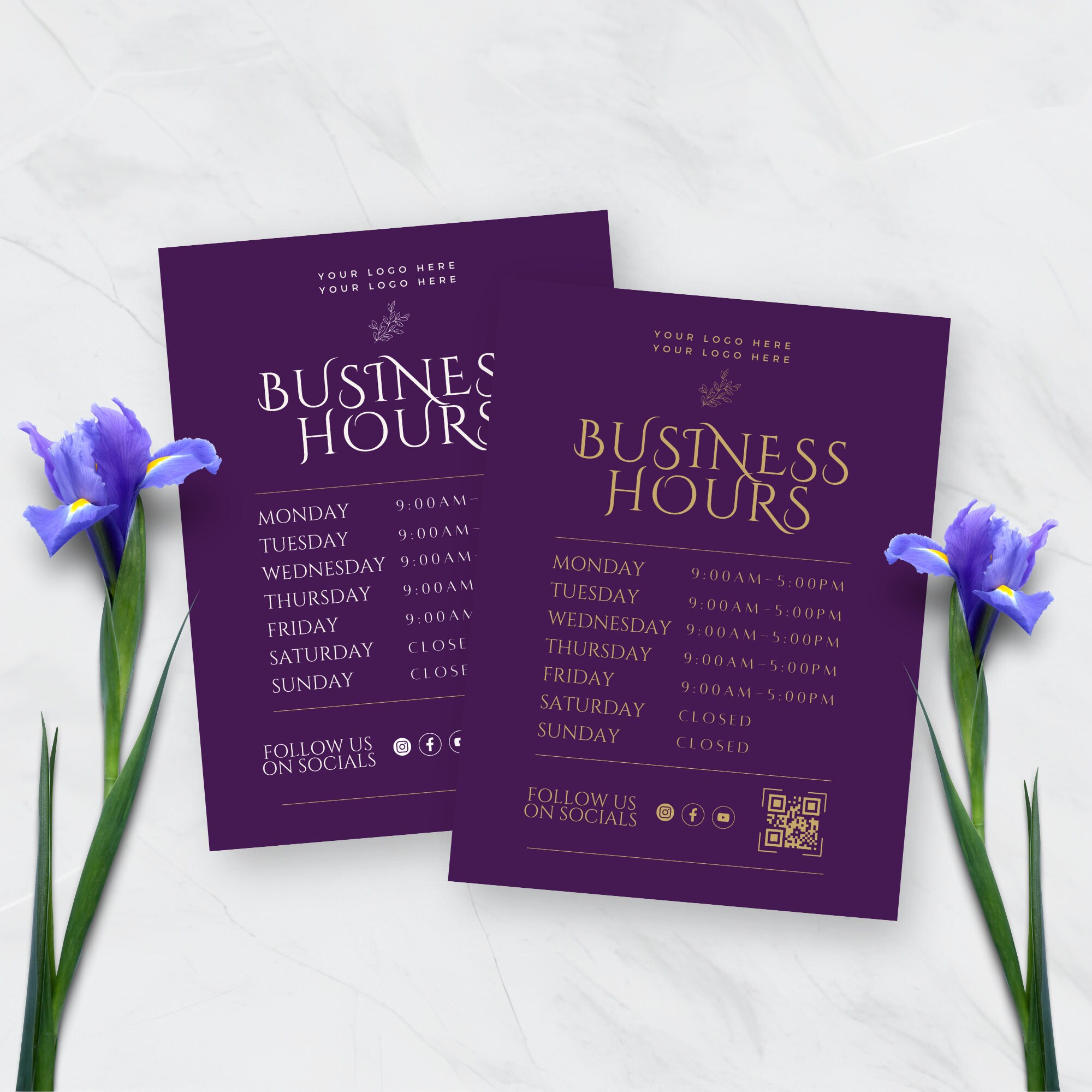 Business Hours Printable Sign | Storefront Hours | Hours of Operation ...