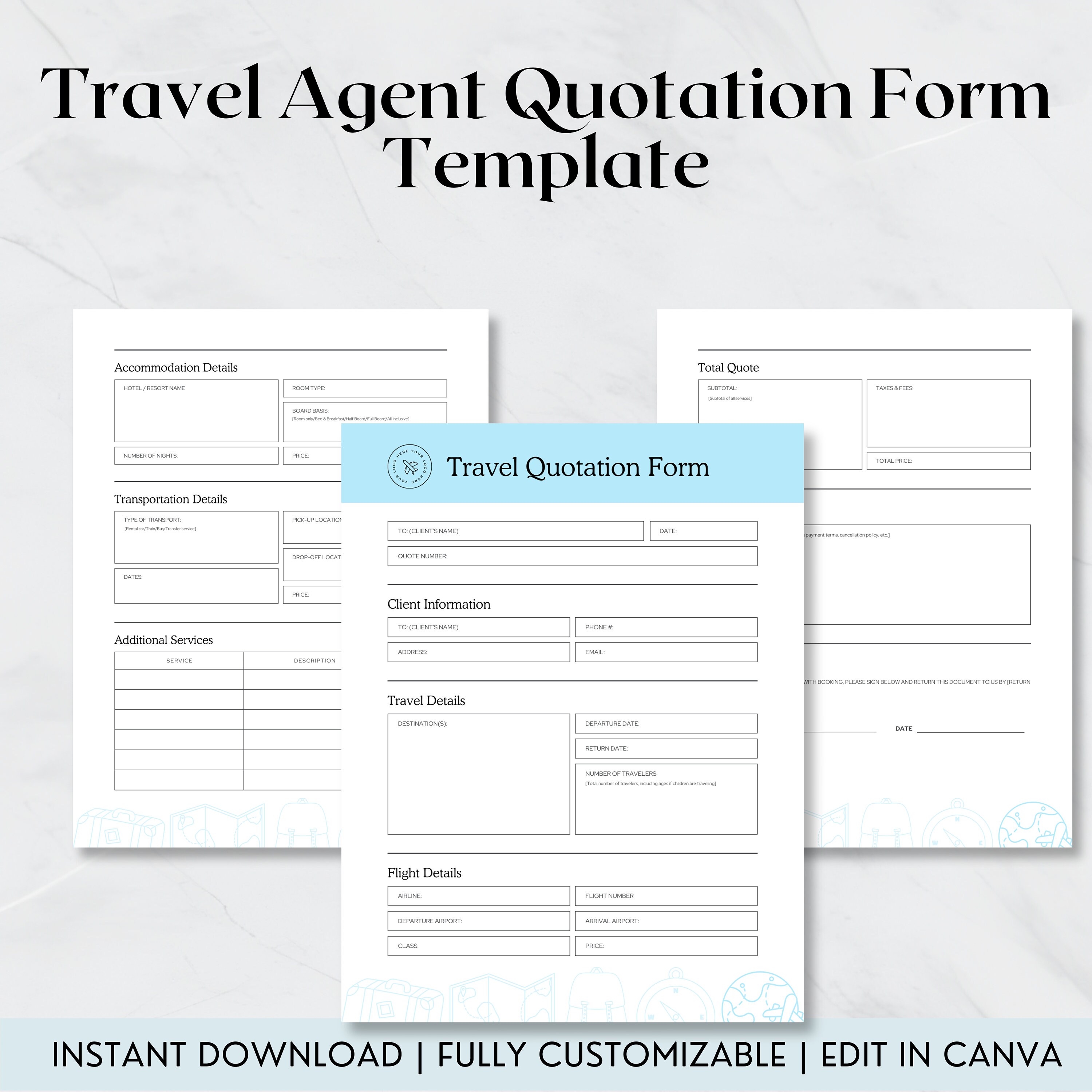 Travel Agent Quote Form Canva Templates Travelagent Template Quotation ...
