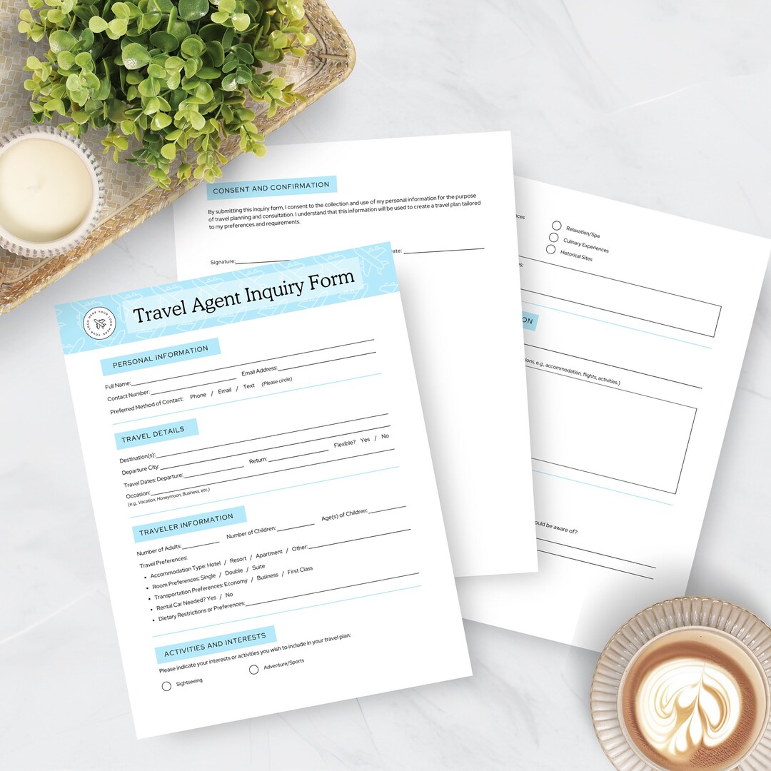 Travel Agent New Client| Travel Business | Client Travel Inquiry Form ...