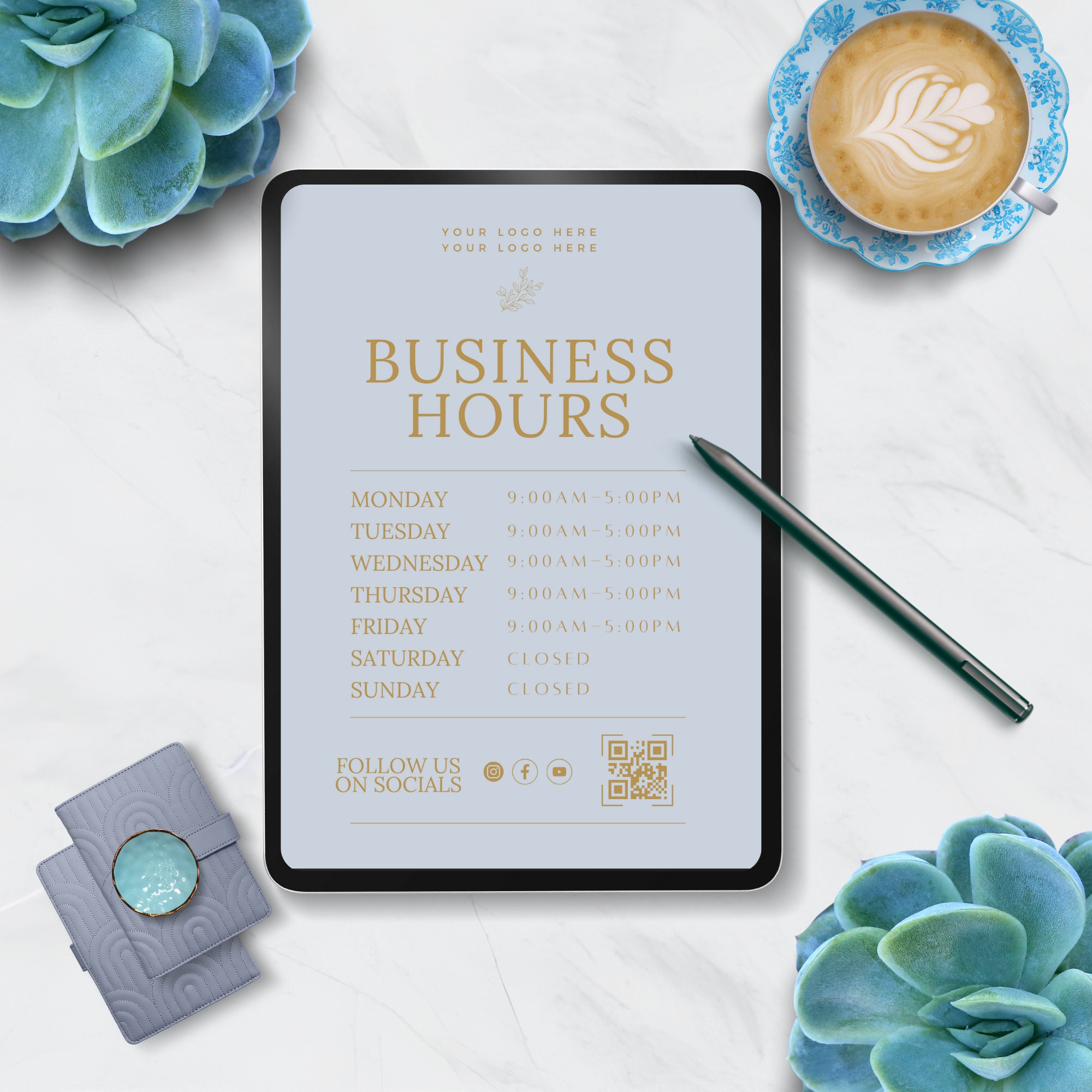 Store Hours Sign | Open Hours | Printable Store Hours Decal | Business ...