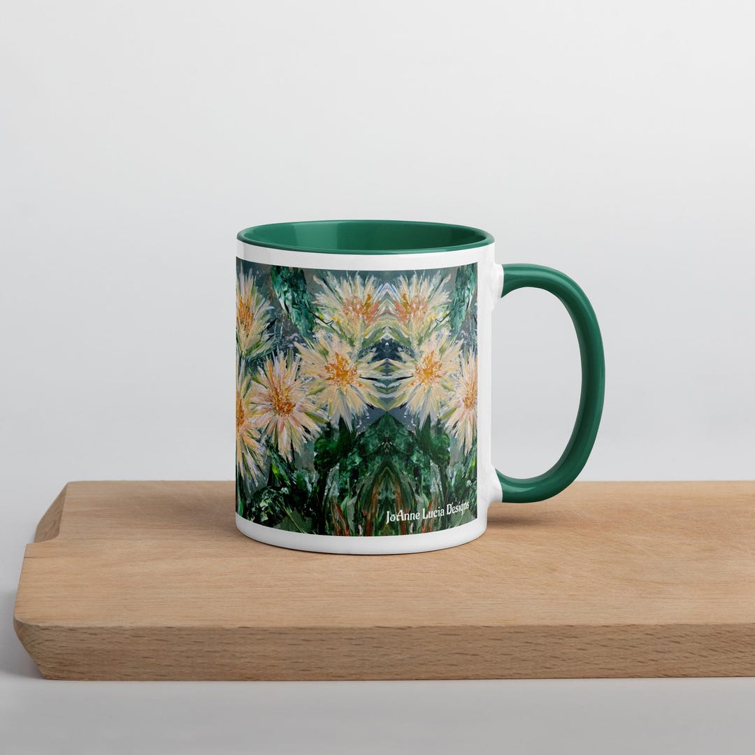Mug With Color Inside and Handpainted Design Imprinted on the Outside ...