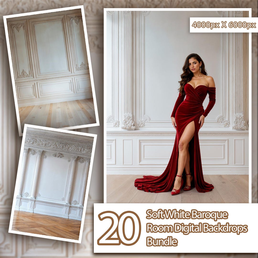 20 Soft White Baroque Room Bundle – Fine Art Panel Wall & Luxury ...