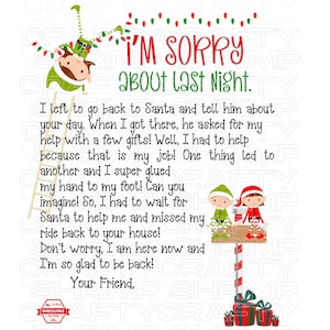 Forgot to Move Elf Letter, Elf Didn't Move Letter, Christmas Elf, Elf ...