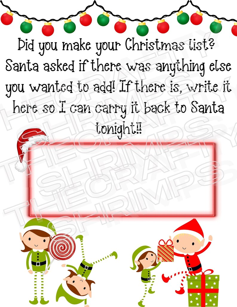 Elf Printable Card Elf and Santa Printable Note Printable - Etsy