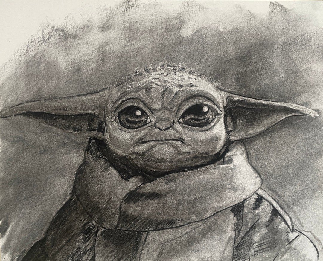 Grogu. ORIGINAL ART Charcoal on Arches Hot Press Paper. - Etsy