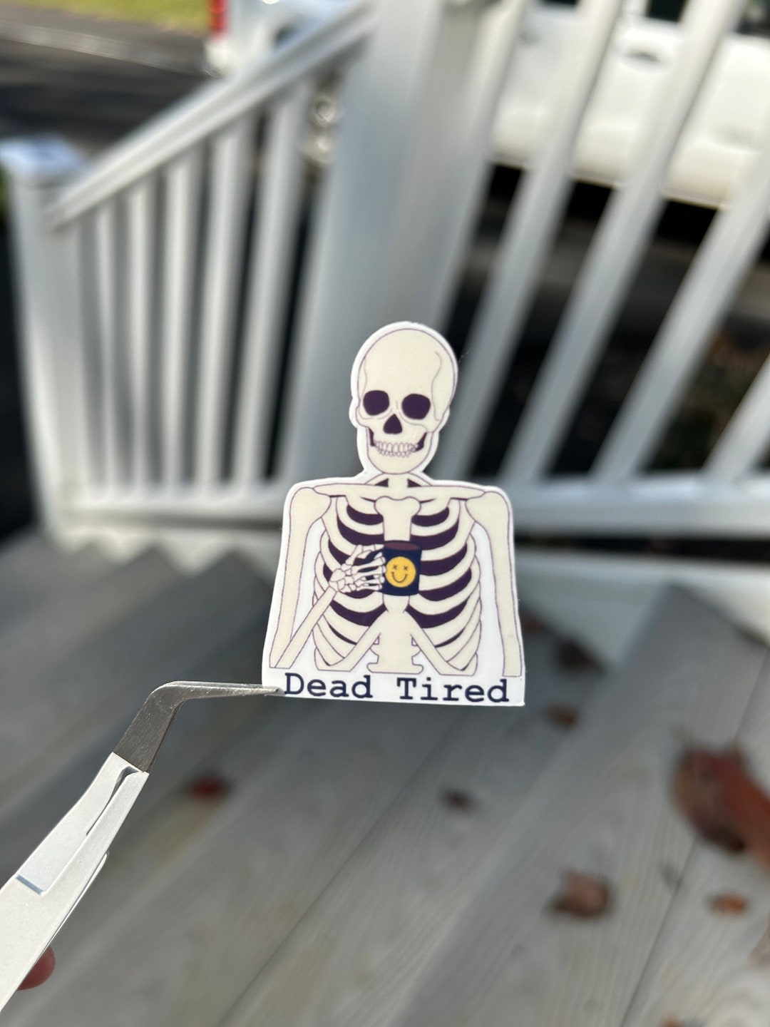 Dead Tired Skeleton Sticker Decal Funny Joke - Etsy