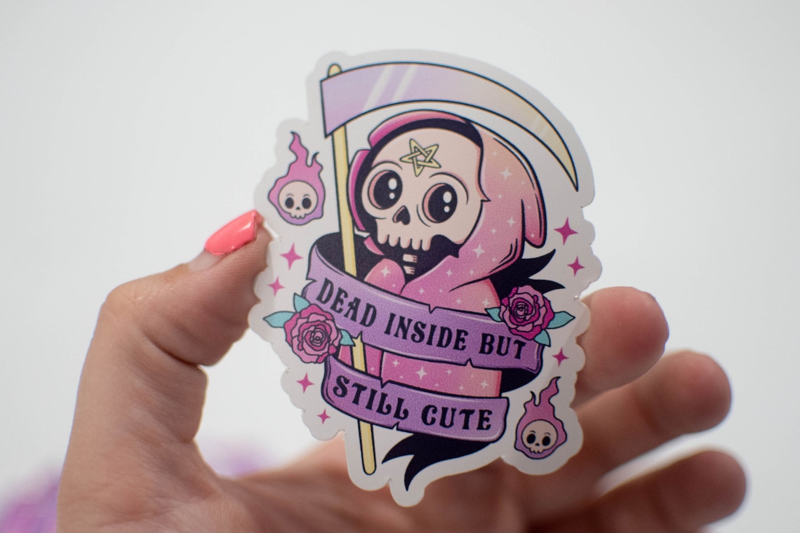 Dead Inside Still Cute Horror Grim Reaper Adorable Pastel Goth - Etsy