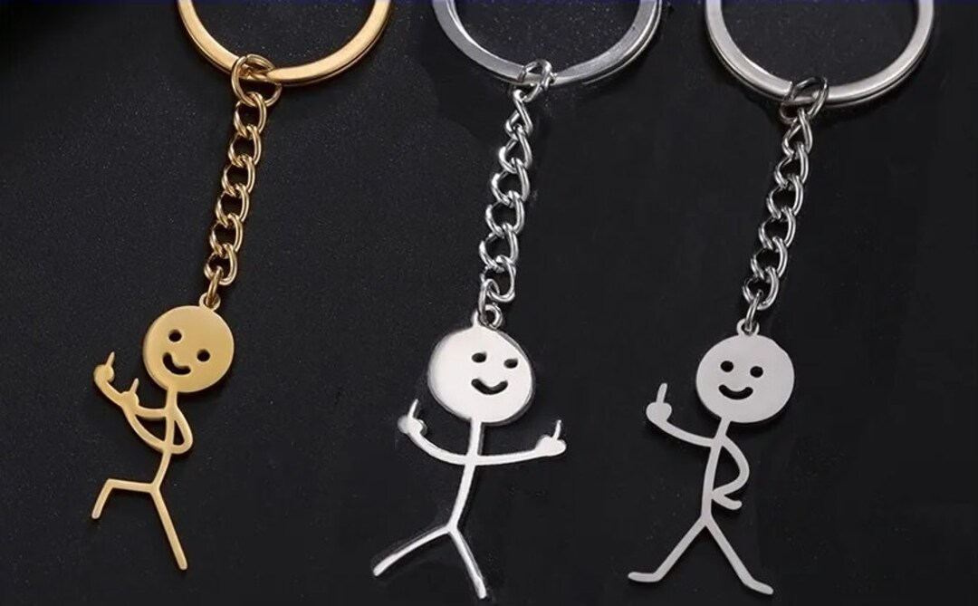 Funny Middle Finger Stickman Keychain. - Etsy