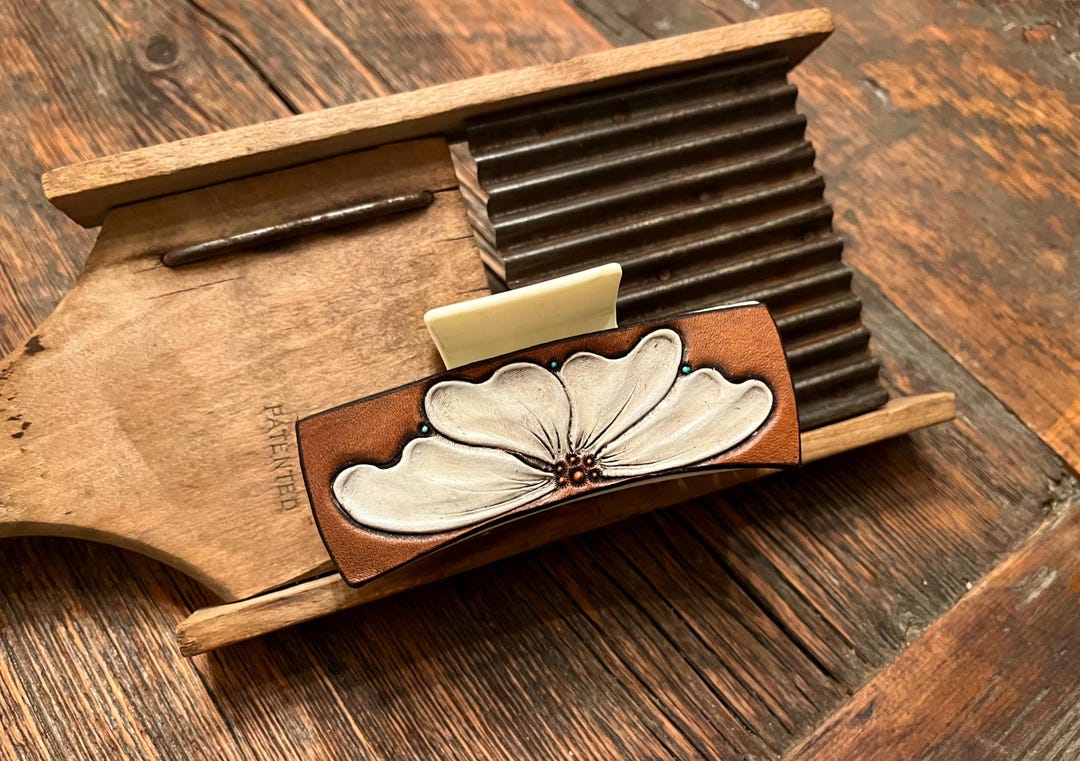 Tooled Flower Claw Clip - Etsy