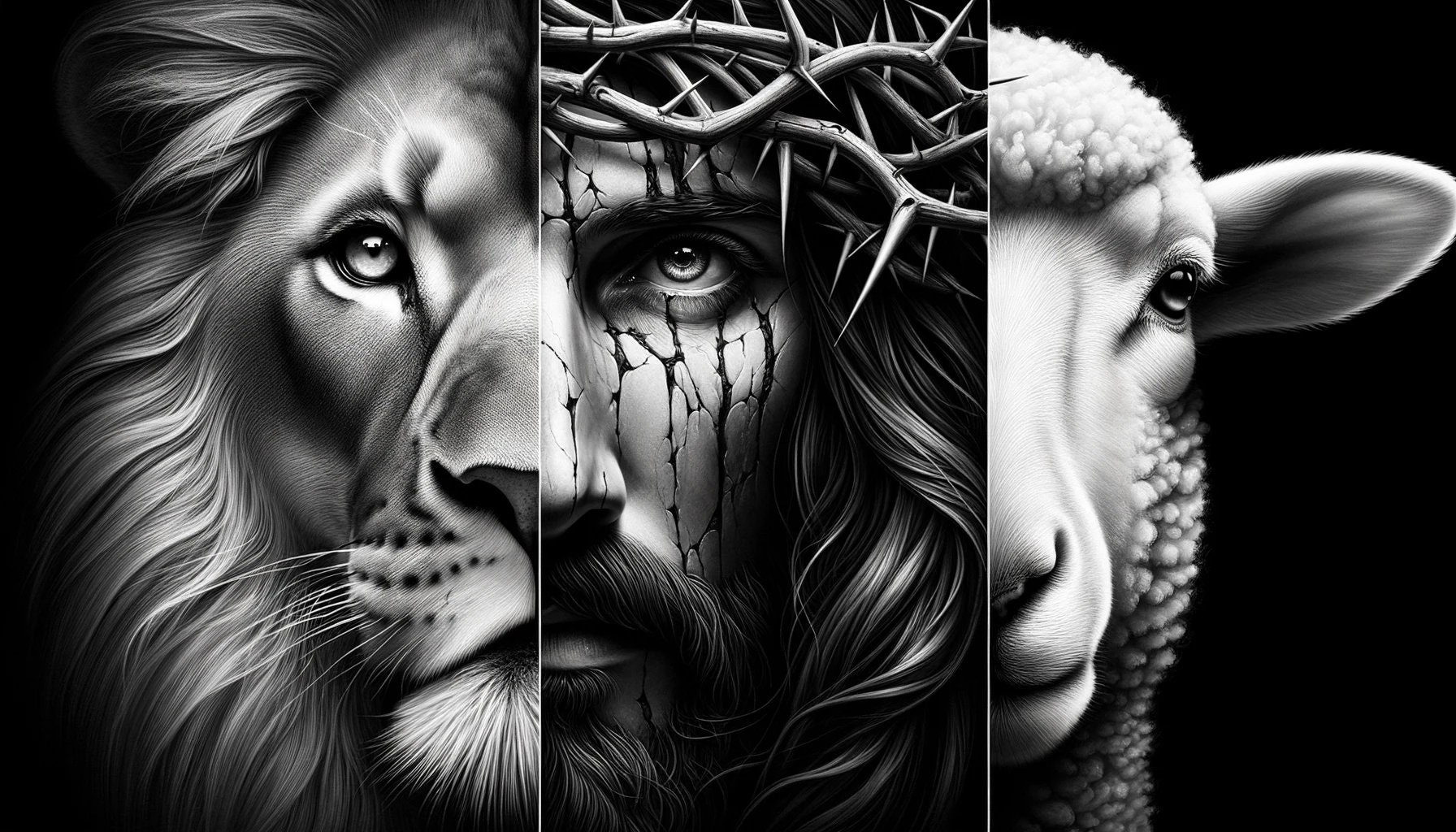 Jesus, the Lion and the Lamb - Downloadable Digital Art in Black and ...