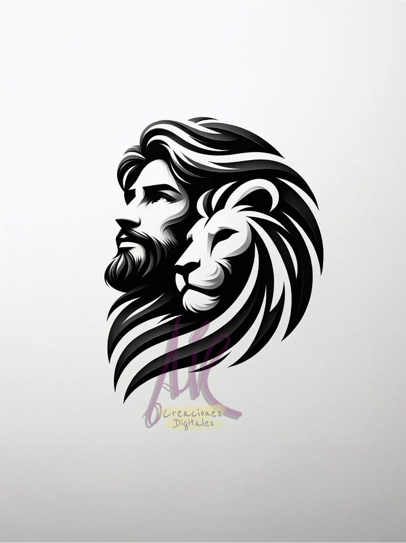 Jesus and the Lion of Judah - Minimalist Religious Art Print, Christian ...