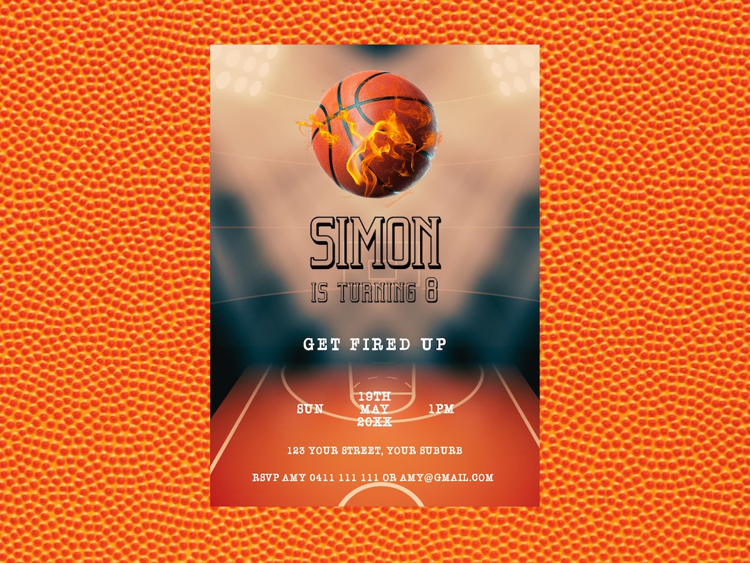 Editable Basketball Invitation NBA Invitation Basketball - Etsy