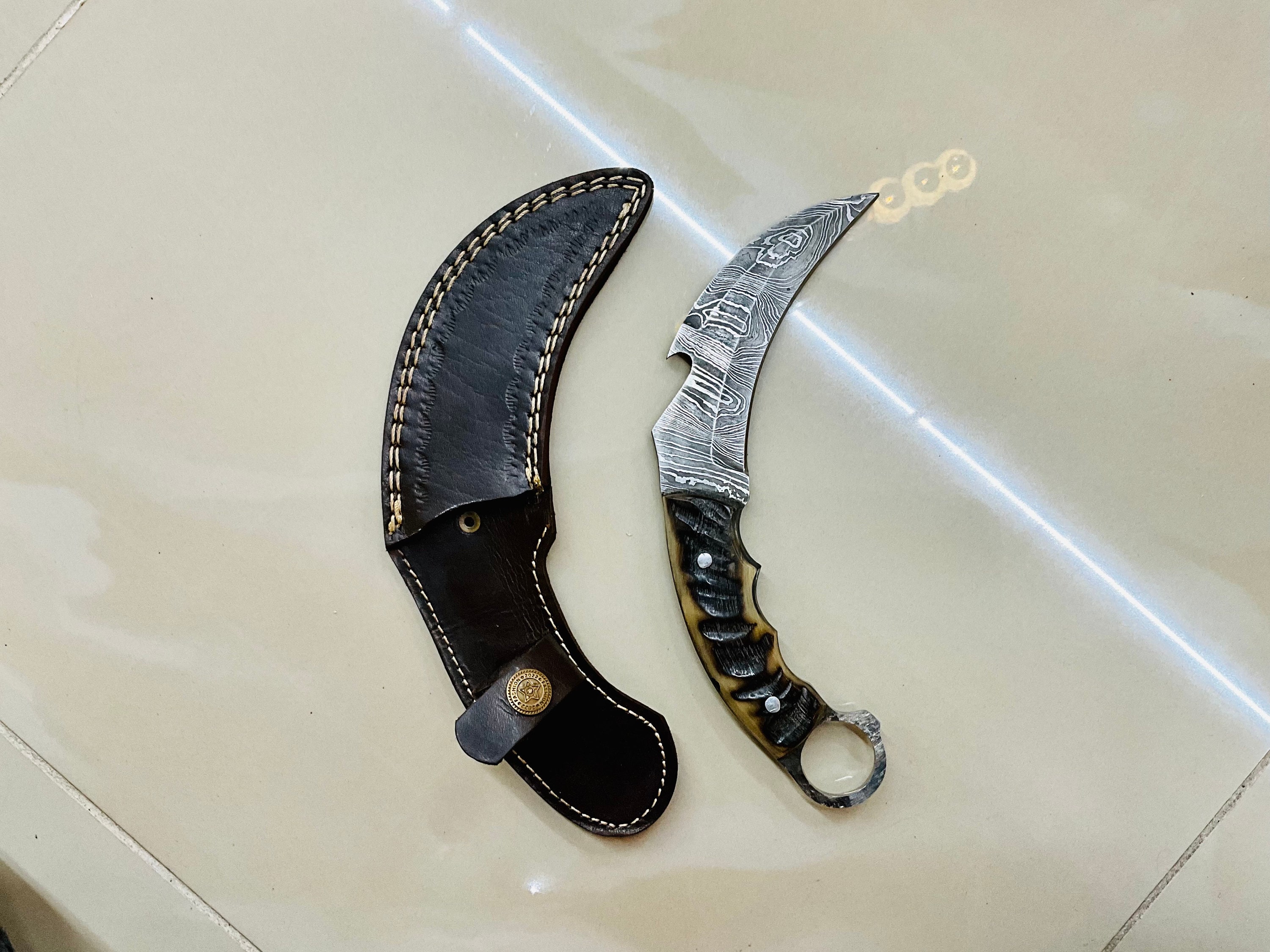 Damascus Karambit Pocket Knife, Hand Forged Knife, Every Day Carry ...