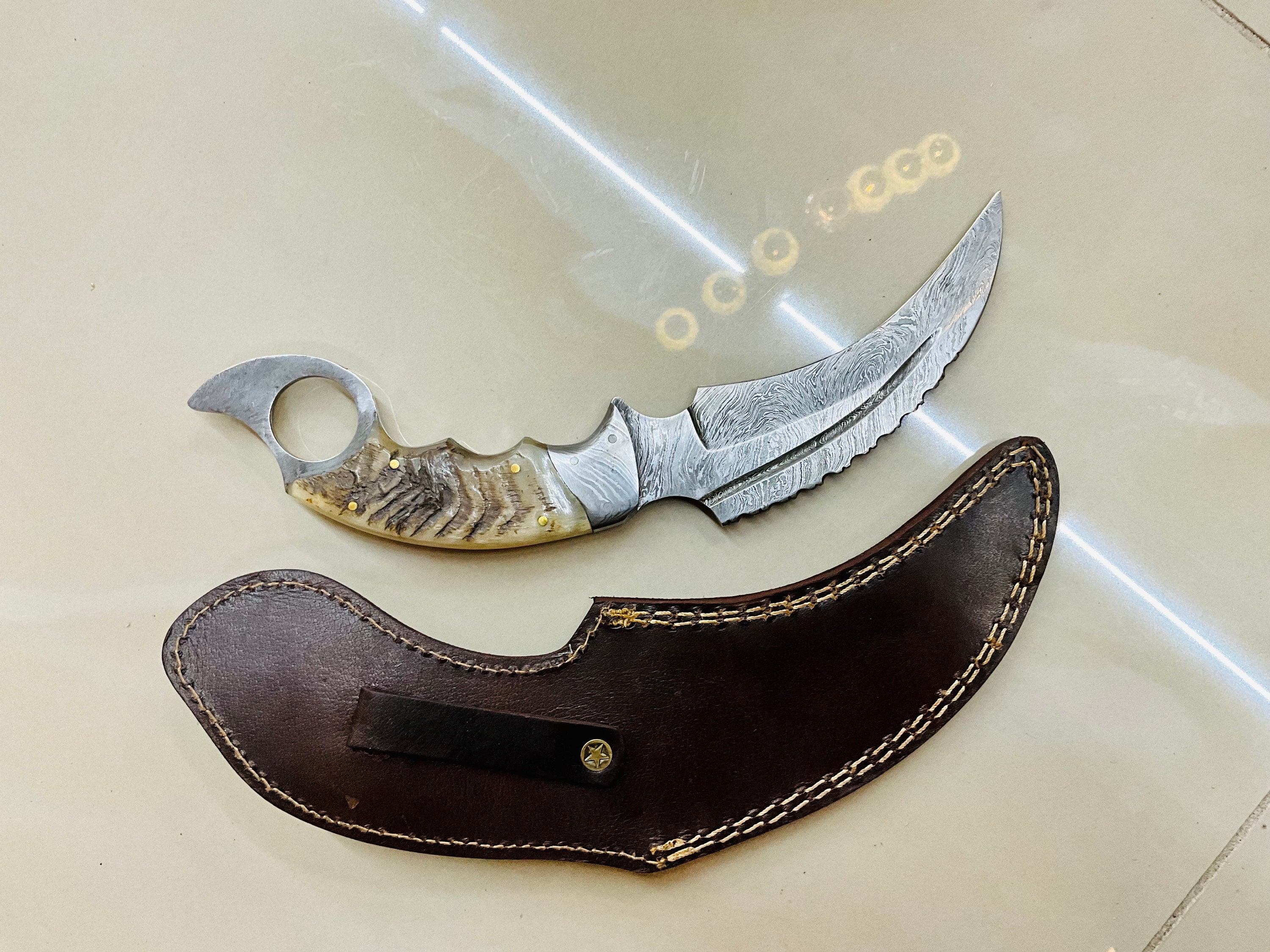 Damascus Karambit Pocket Knife, Handmade Knife, Every Day Carry Knife ...