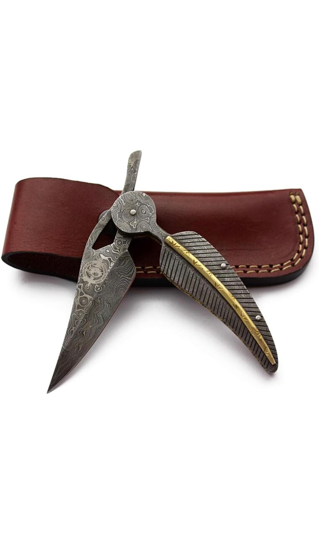 Damascus Leaf Pocket Knife, Folding Knife, Every Day Carry Knife ...