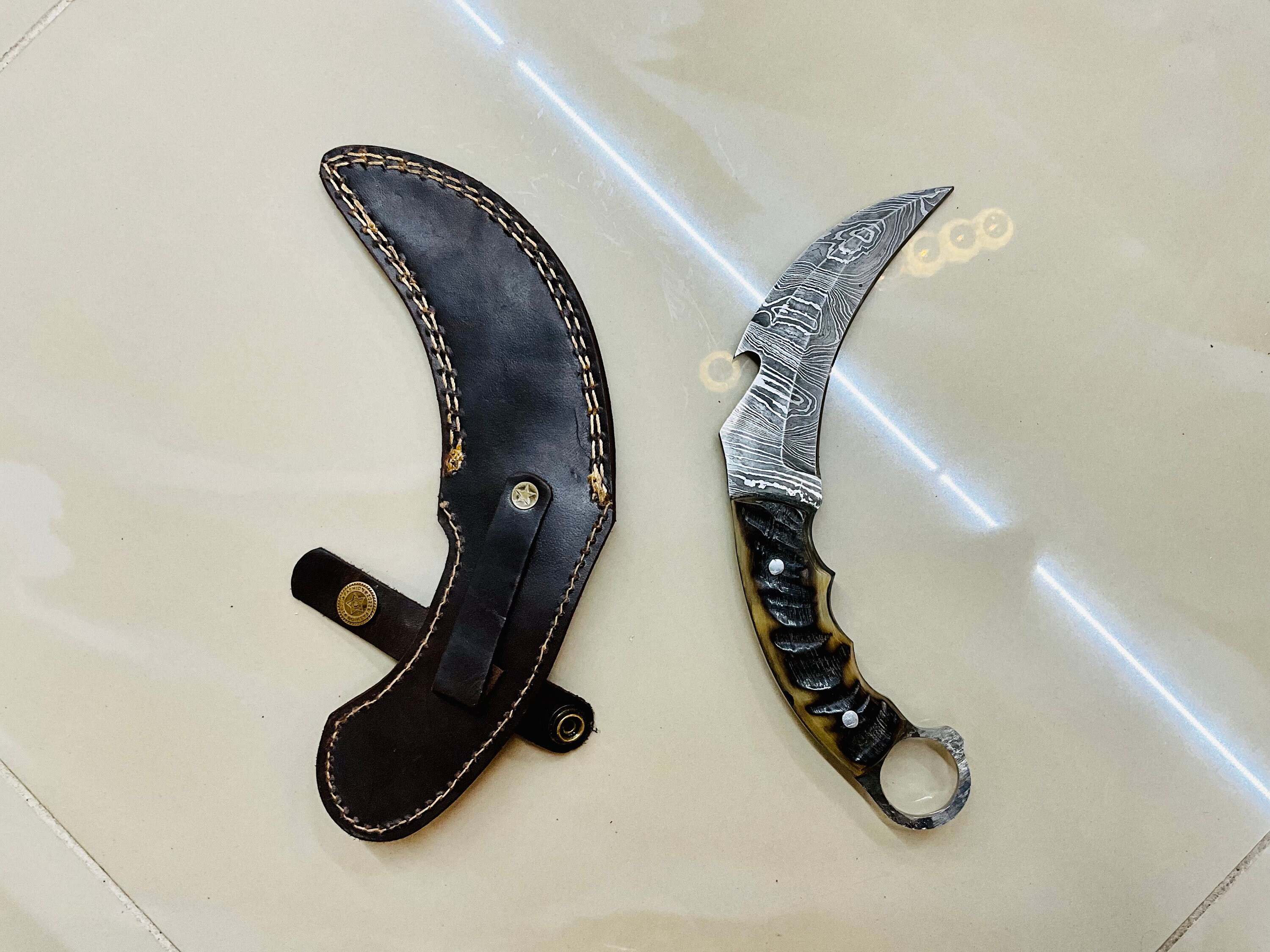 Damascus Karambit Pocket Knife, Hand Forged Knife, Every Day Carry ...