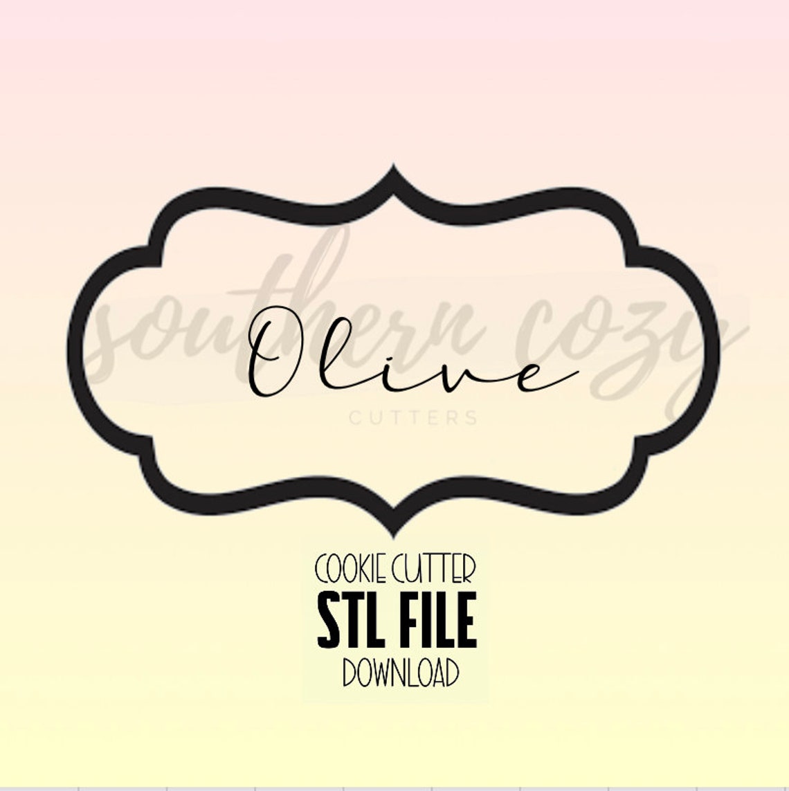 Olive Plaque / Cookie Cutter STL File Instant Download / Cutter Size 4 ...