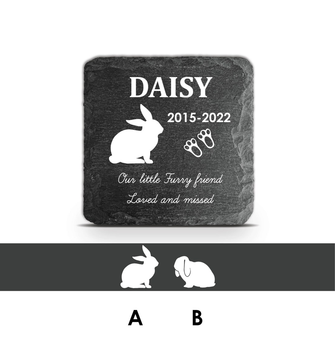 Personalized Rabbit Memorial Slate Plaque: Engraved Pet Loss Stone - Etsy