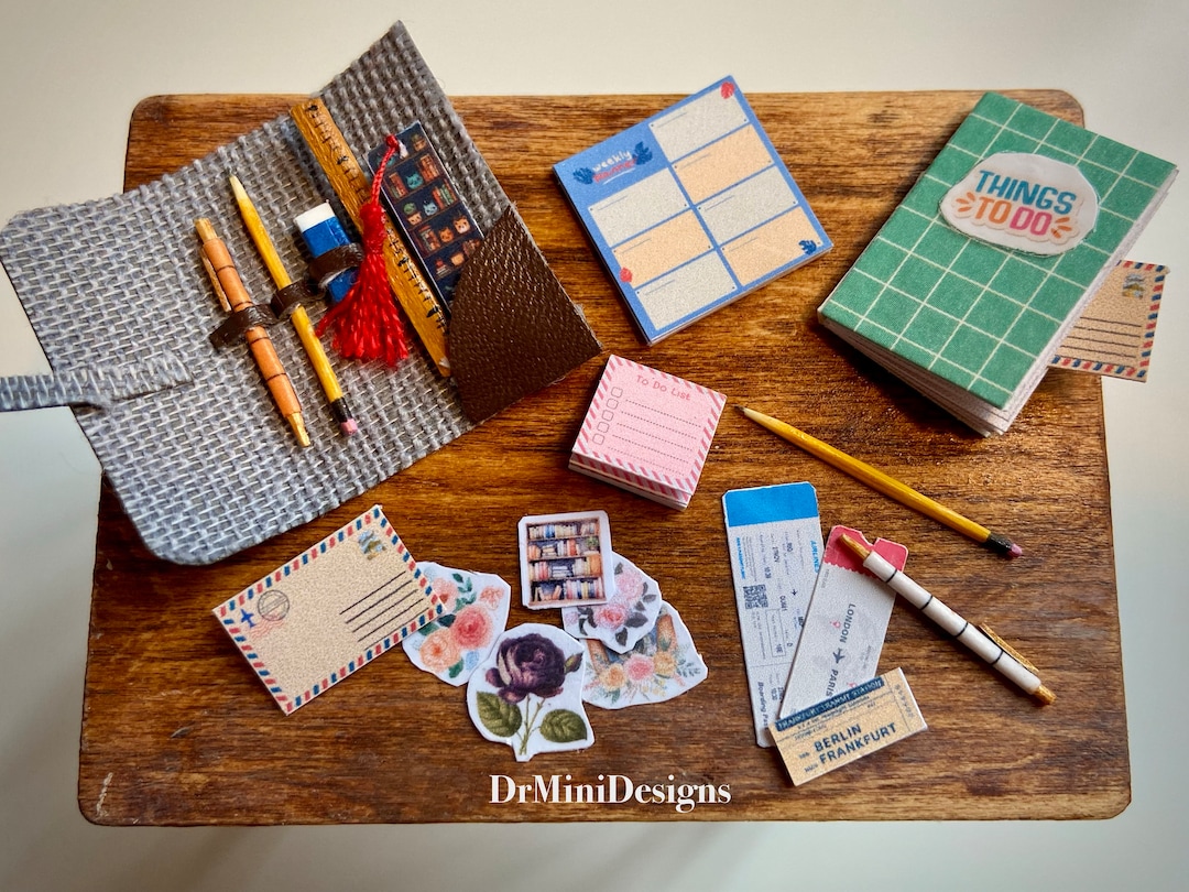 Handmade Miniature Stationery Sets in 1/12 Scale - Etsy