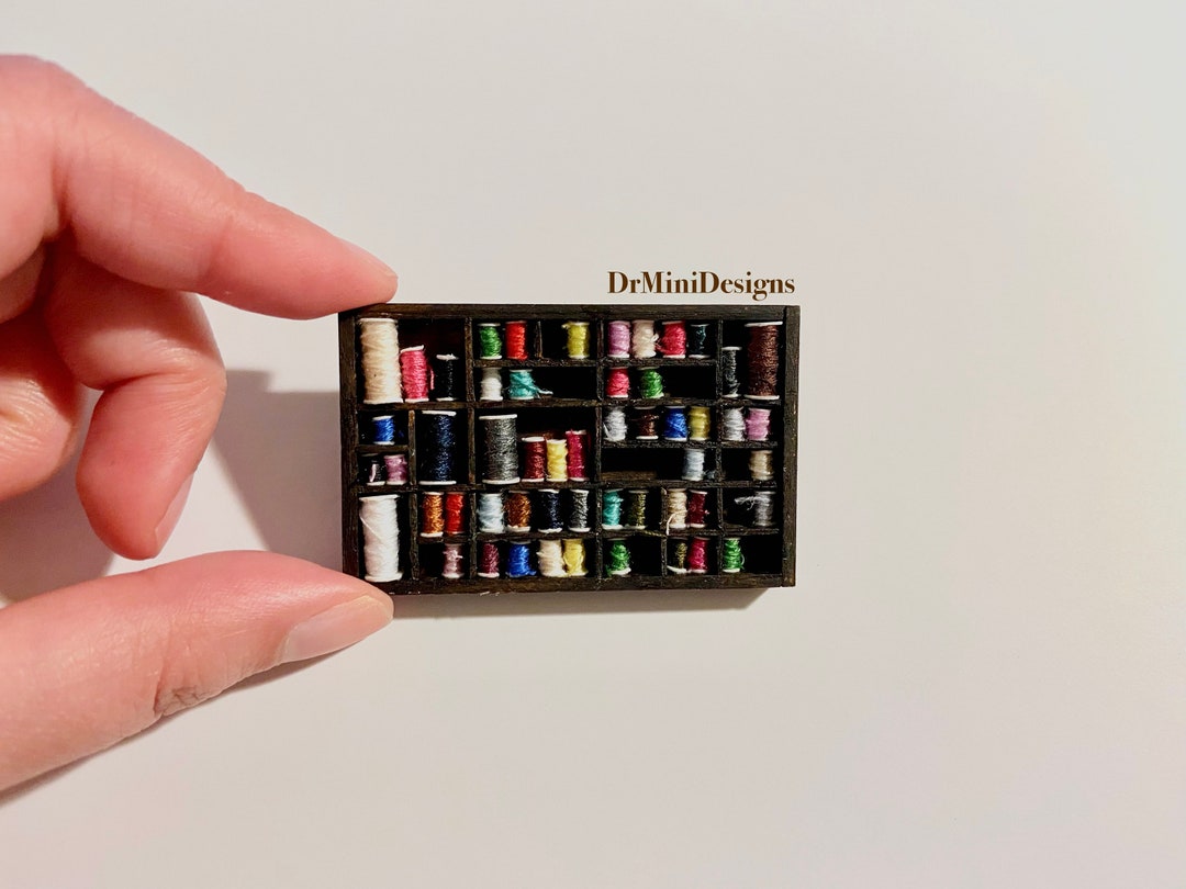 Handmade Miniature Wooden Printer Tray With Thread Spools for Dollhouse ...