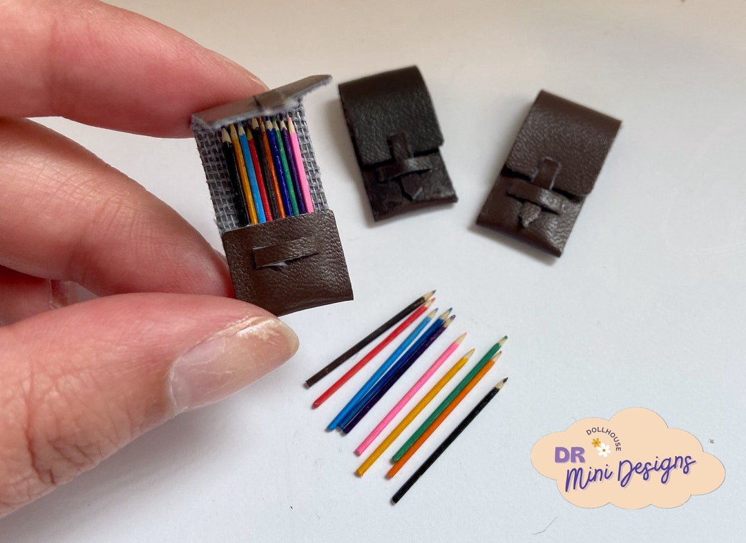Handmade Miniature Colour Pencils in Faux Leather Case in 1/12 Scale - Etsy