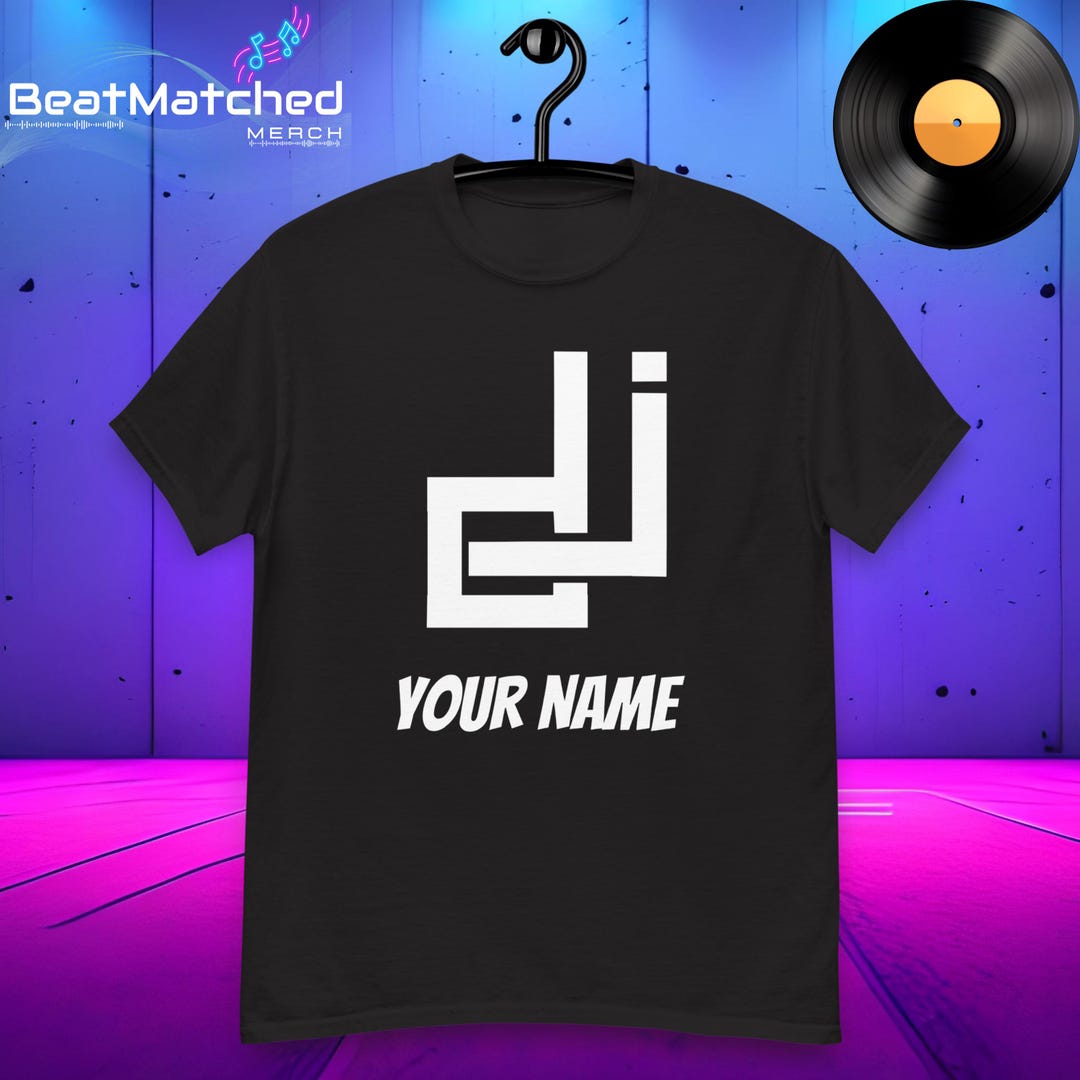 Personalized DJ T-shirt With Bold Logo - Custom Name Music Tee for Djs ...