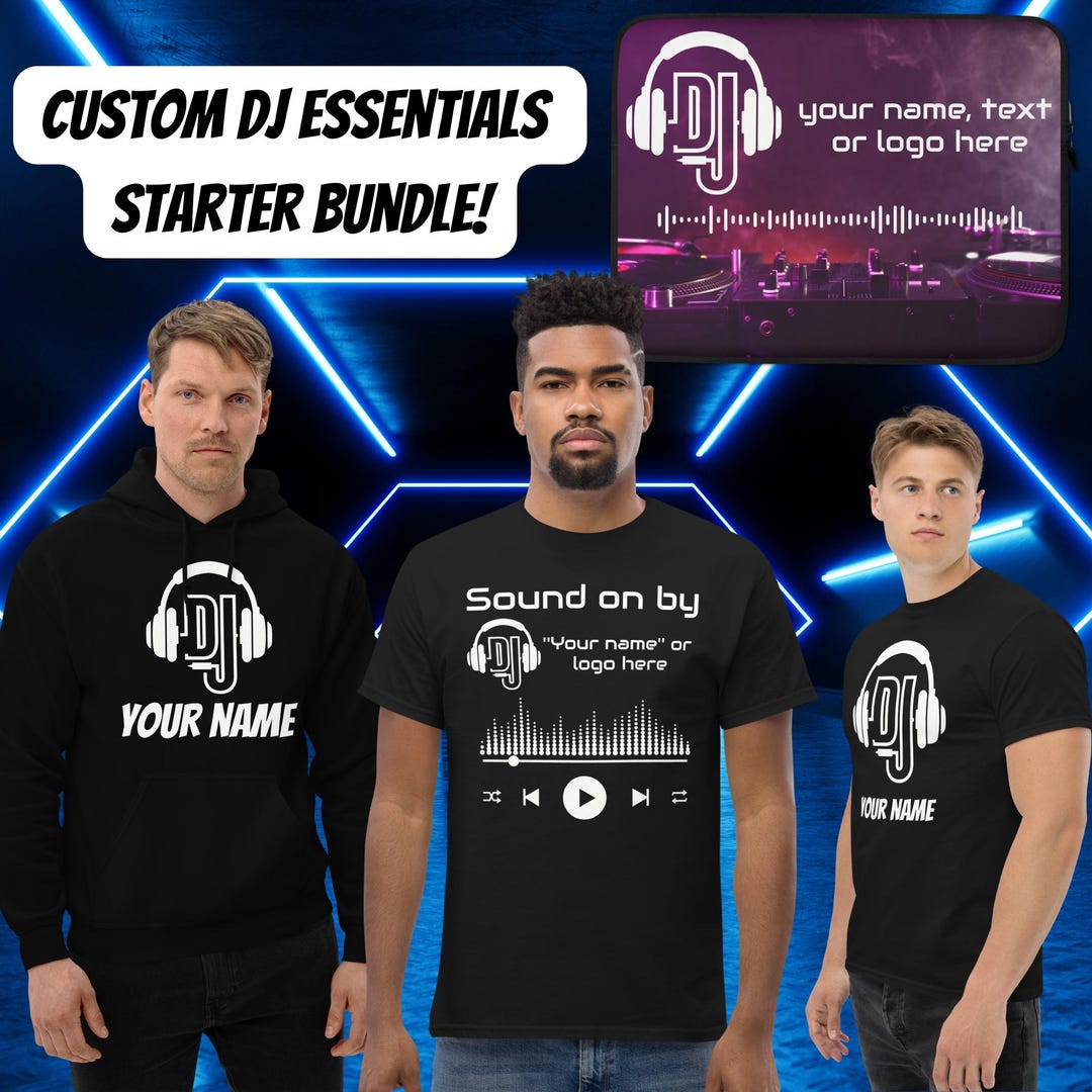 Custom DJ Logo Merch Bundle – Personalized DJ T-shirts, DJ Hoodie ...