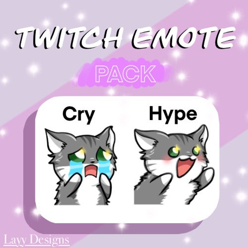 Twitch Emote Pack 1 - Gray Cat - Etsy