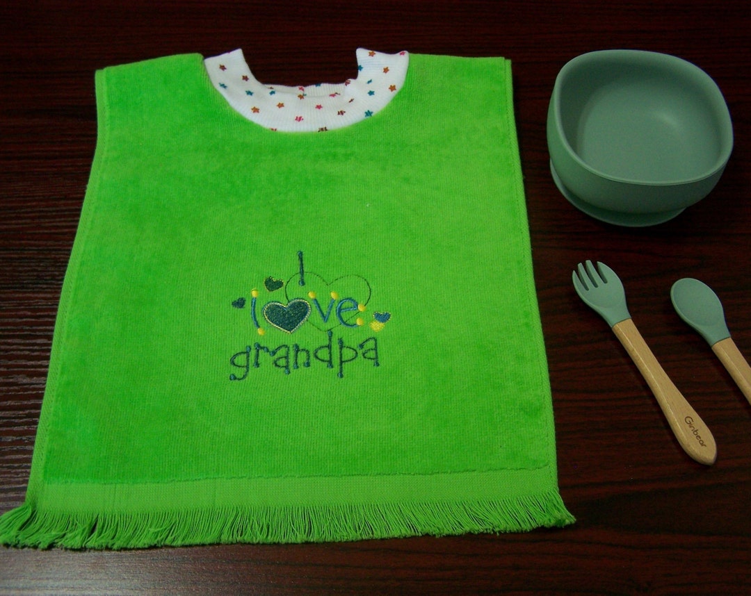 Pullover Bib for Baby or Toddler. This Bright Green Towel Bib Has a Fun ...