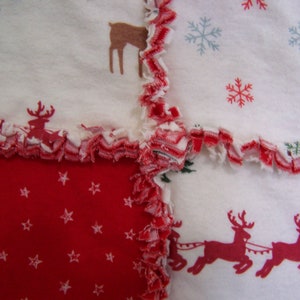 Santa and Reindeer Rag Quilt Throw – Sweet Embroidered Santa Sayings ...